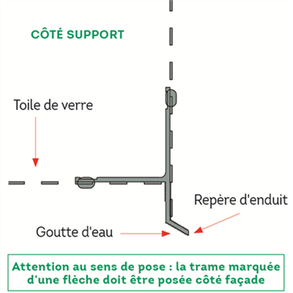 Profilé goutte d’eau en PVC entoilé systèmes ITE PARISO Parex IPGE-10 ...