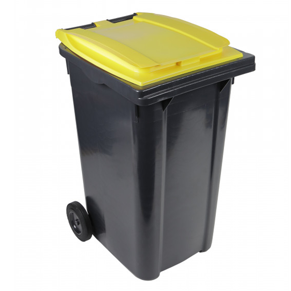 Conteneur Sulo Citybac PEHD bac gris couvercle jaune 2 roues 240 litres