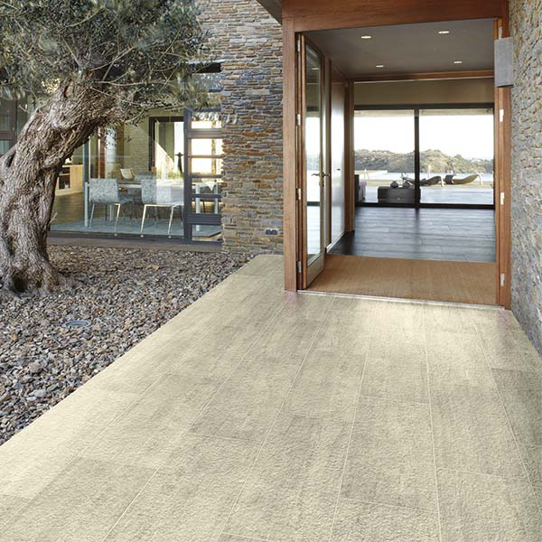 Carrelage sol extérieur effet pierre KALÉIDO GRIP - Beige - 60 CM x 30 ...