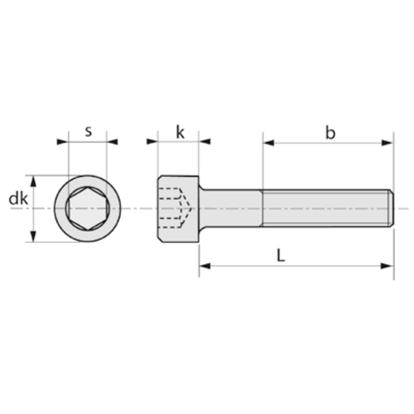 Vis tête cylindrique partiel - six pans creux - acier brut - M20 x 70 mm