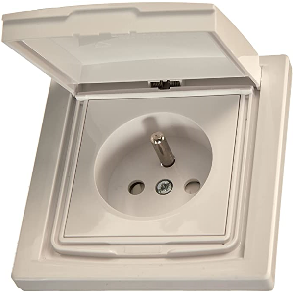 Prise de courant 2P+T avec clapet étanche Schneider Asfora - blanc