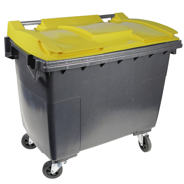 Conteneur Sulo Citybac PEHD bac gris couvercle jaune 4 roues 770 litres