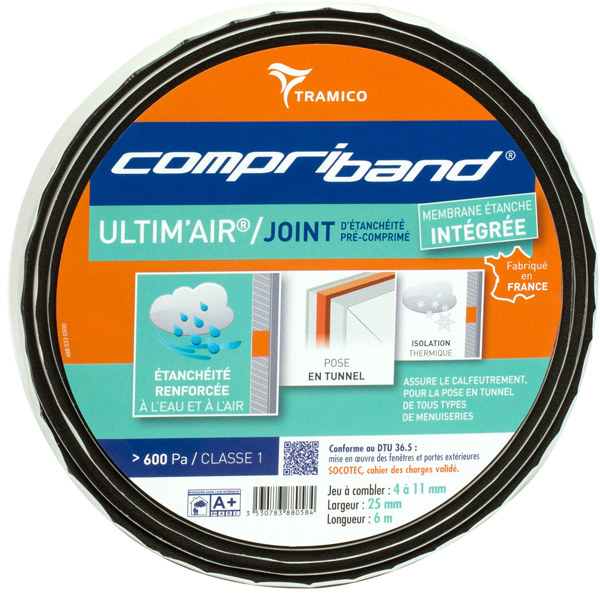 Joint Compriband Tramico Ultim'Air pour jeu de 4 à 11 mm - 25 mm x 6 m