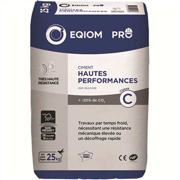 Ciment Hautes Performances CEM I 52,5 N CP2 CE NF EQIOM Pro - Sac de 25 KG