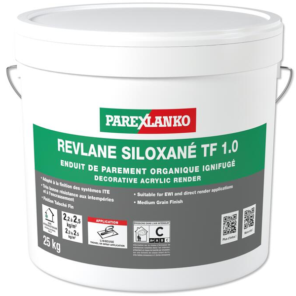 Enduit parement organique ignifugé Parexlanko Revlane Siloxané TF 1.0 ...