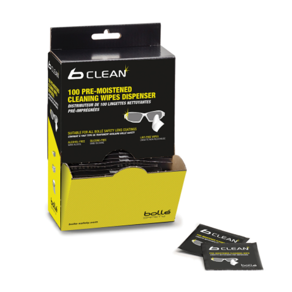Distributeur carton 100 lingettes individuelles nettoyage lunettes Bollé