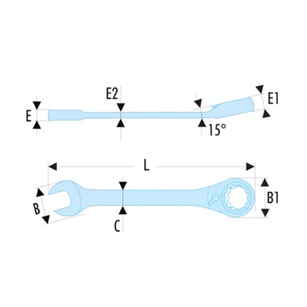 Clé mixte cliquet Facom ultra grip 12mm Anti-ripage Inclinaison 15°