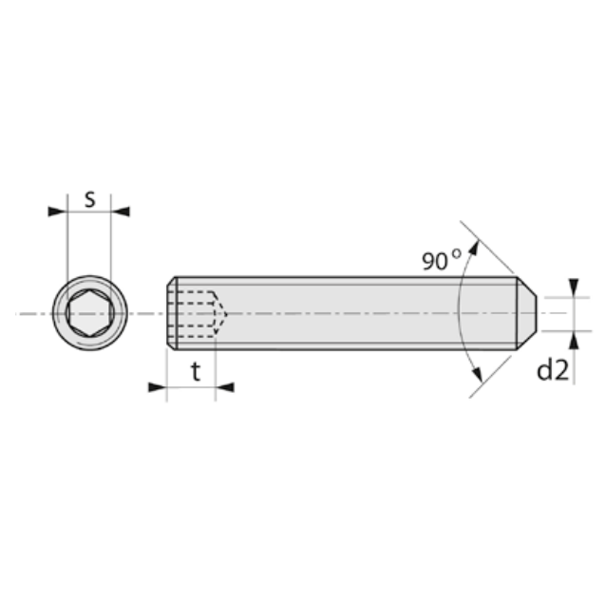Vis sans tête à bout plat - STHC - acier brut - 8 x 16 mm