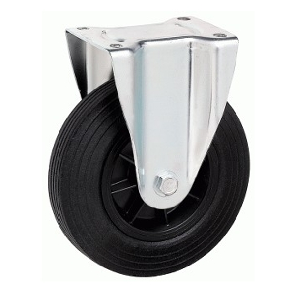 Roue standard fixe caoutchouc noir diamètre 200 mm : PRODIF-SOMEC 023276