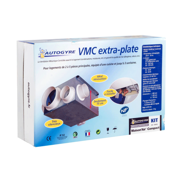 Ensemble VMC simple flux autoréglable extra plate - 150 mm d'épaisseur