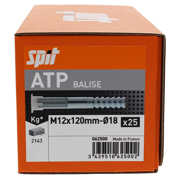 Douille chimique femelle Spit ATP spécial balises zingué bichromaté M12x120 mm