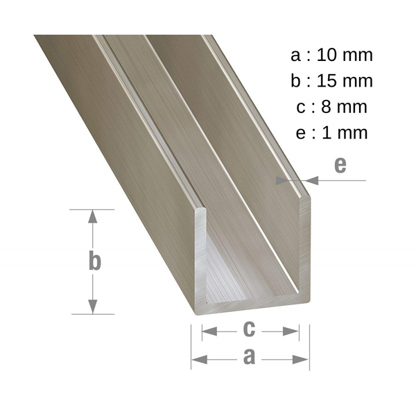 Profilé U en acier inoxydable 15 x 10 x 15 mm longueur 2 mètres CQFD ...