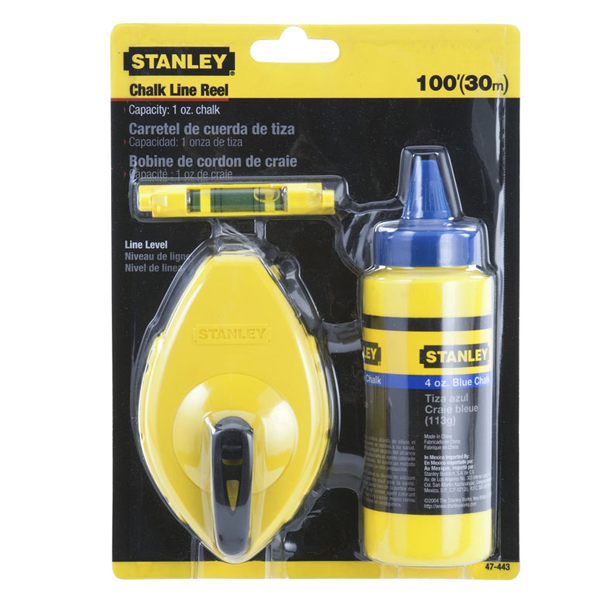 Kit Cordeau traceur avec poudre et niveau ficelle : Stanley 0-47-443