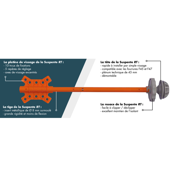 Suspente Knauf RT 24-28 pour comble - 240 à 280 mm - boîte de 50