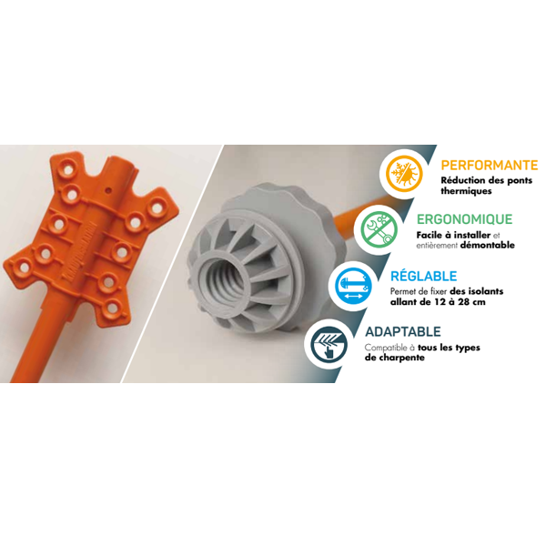 Suspente Knauf RT 24-28 pour comble - 240 à 280 mm - boîte de 50
