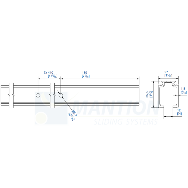 Rail Mantion SAF-Évolution 10-80 pour porte de 10 à 80 kg - alu anodisé ...