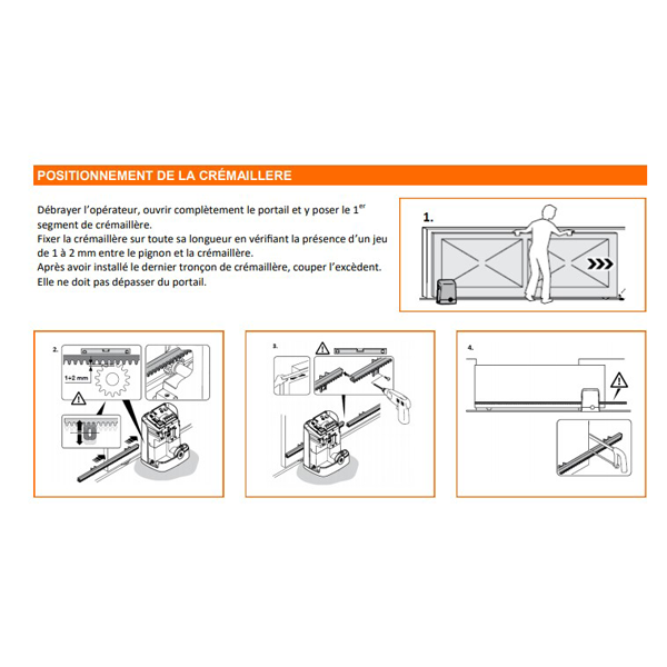 Crémaillère nylon 1 m (2x 50 cm) CR502 NICE portail Filo 600 et Filo 400