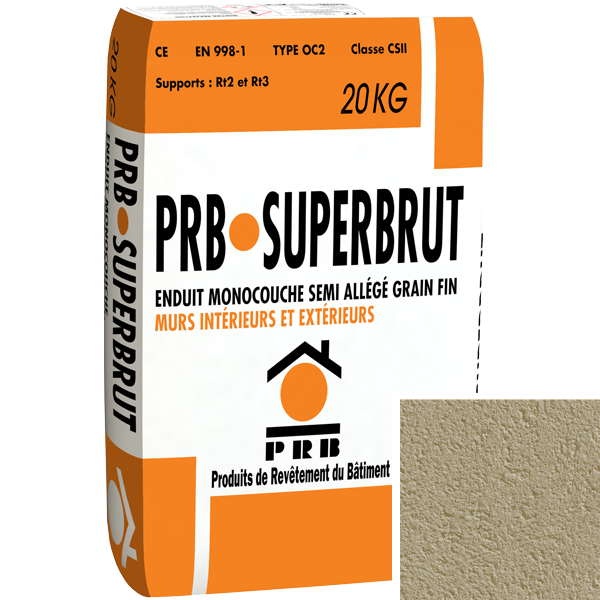 Enduit monocouche semi-allégé fin PRB Superbrut - Franche-Comté - 20 kg