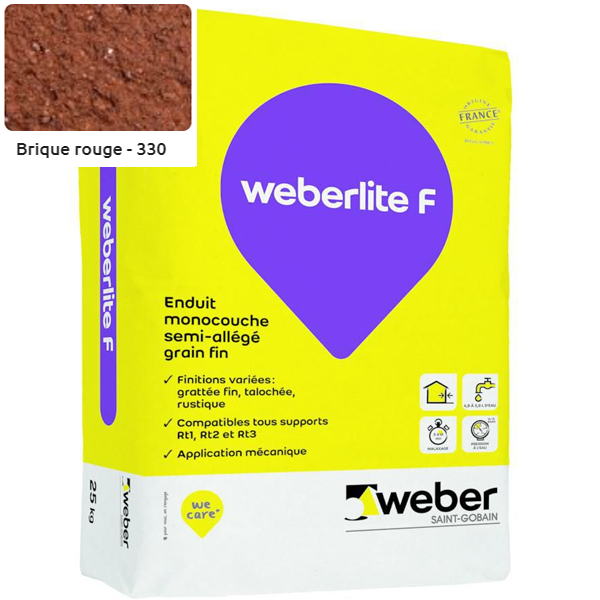 Enduit monocouche fin WeberLite F 330 Brique rouge - Sac de 25 KG