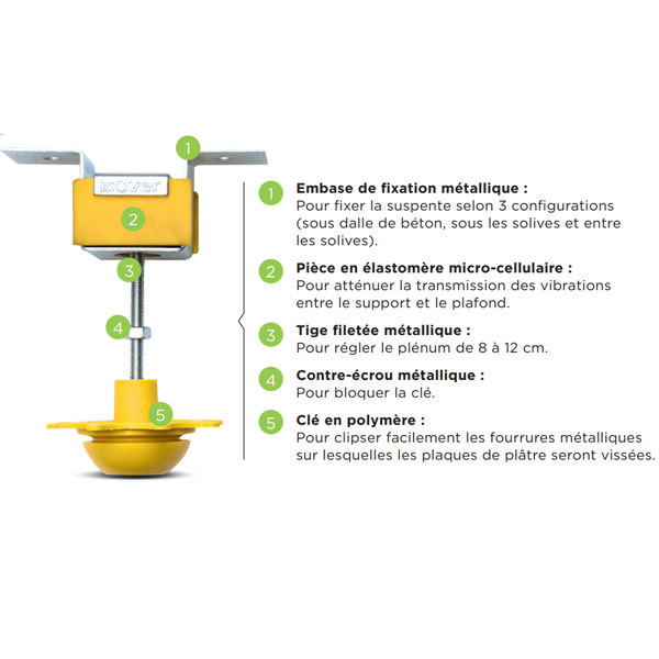 25 suspentes Intégra 2 Phonic pour l'isolation acoustique des plafonds