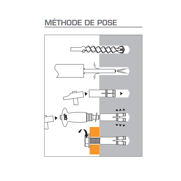 Outil de pose Grip Spit installation cheville femelle M12 longueur 50 mm