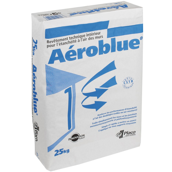 Revêtement à projeter Placo Aéroblue pour étanchéité à l'air des murs - 25,0 KG